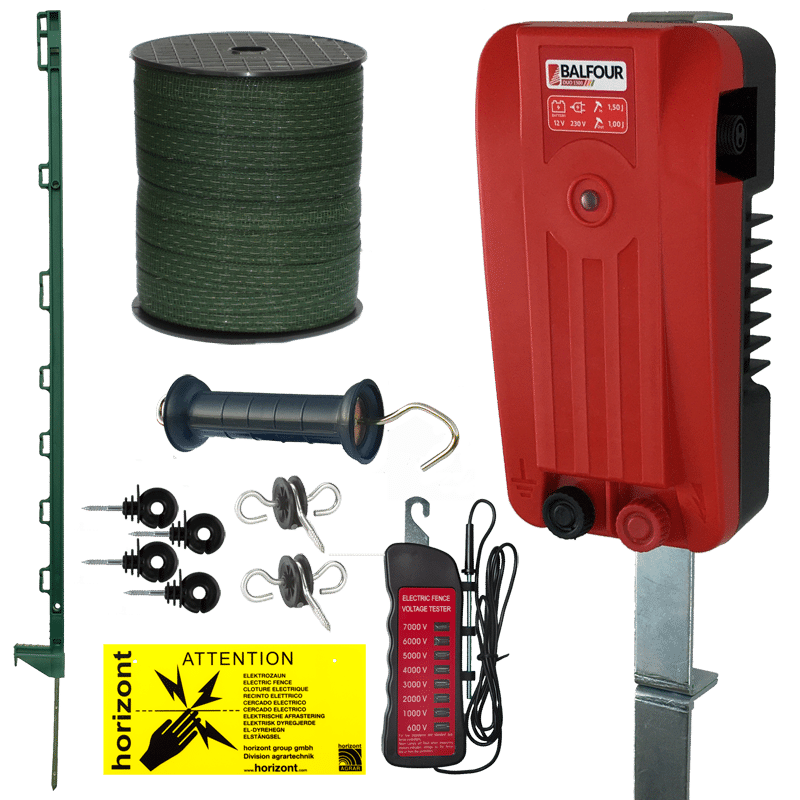 Green 12v & 240v Fencing Kit With Balfour Duo Energiser - UK Countrystore